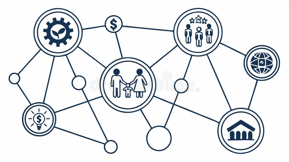 System Configuration Network Diagram with Gear Icons and Settings, Tech ...