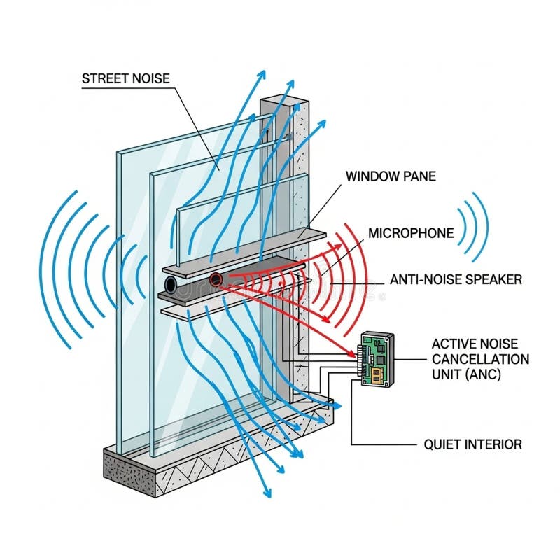 Active Noise Cancellation Window System Stock Illustrations – 7 Active ...