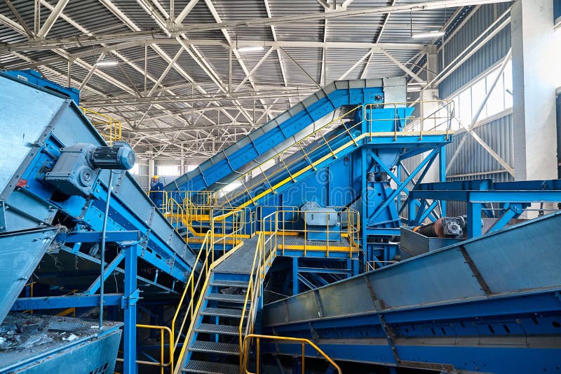 System of Conveyors Carrying Trash at Waste Processing Plant Stock ...