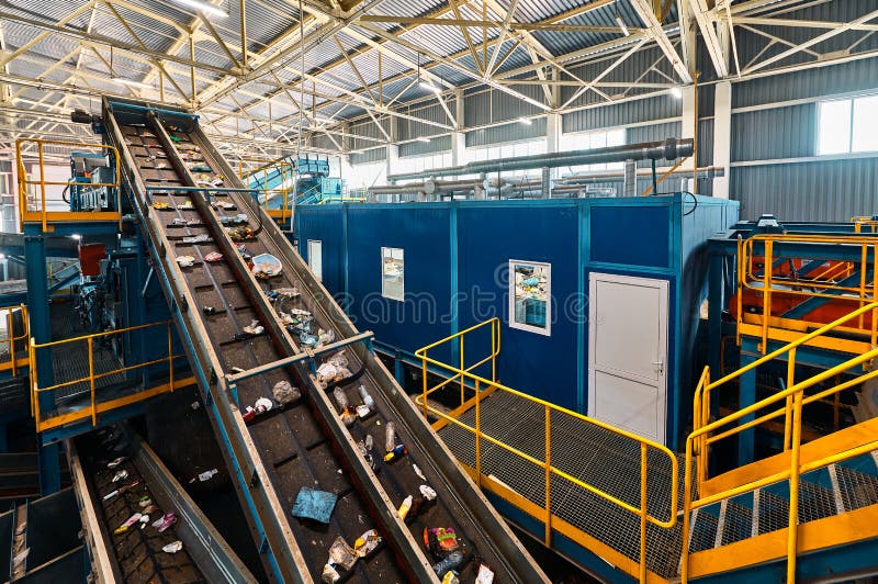 System of Conveyors Carrying Trash at Waste Processing Plant Stock ...