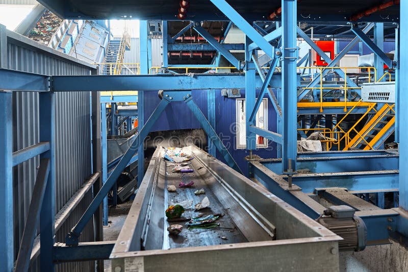System of Conveyors Carrying Trash at Waste Processing Plant Stock ...