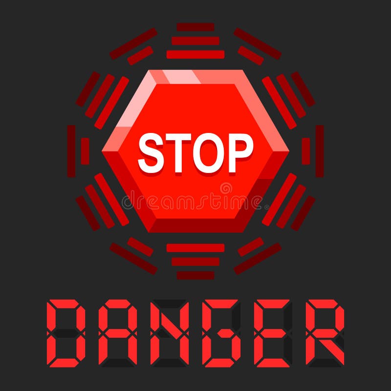 System in Danger Message with Stop Sign Stock Vector - Illustration of ...