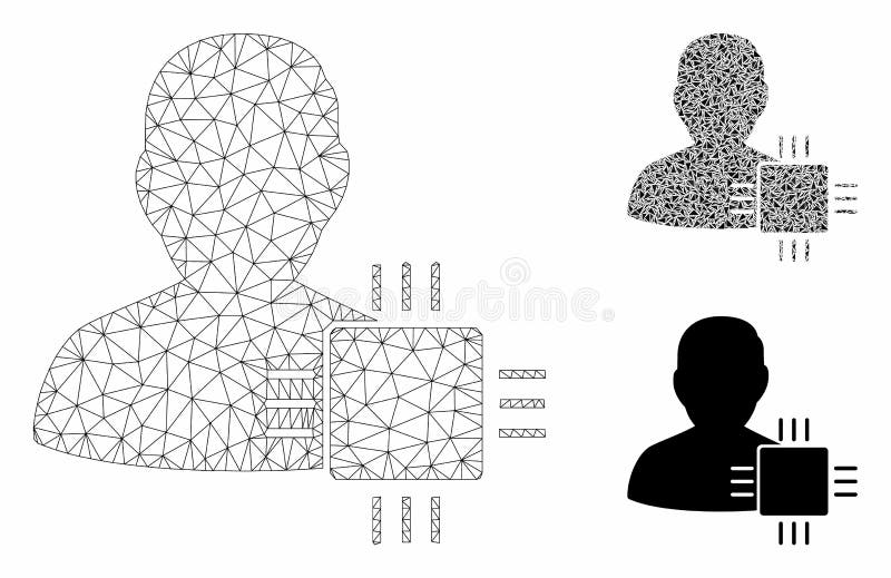 System Developer Vector Mesh Network Model and Triangle Mosaic Icon ...