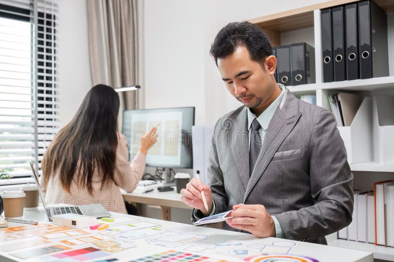 System Development Team Collaborating on UX UI Design in Modern Office ...