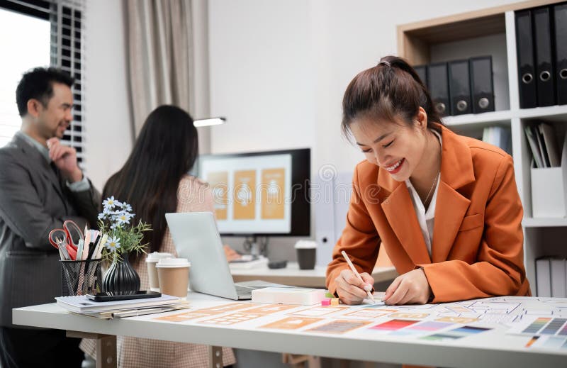 System Development Team Collaborating on UX UI Design in Modern Office ...