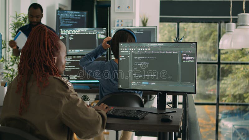 It System Engineer Working on Database Server Development Stock Photo - Image of language ...