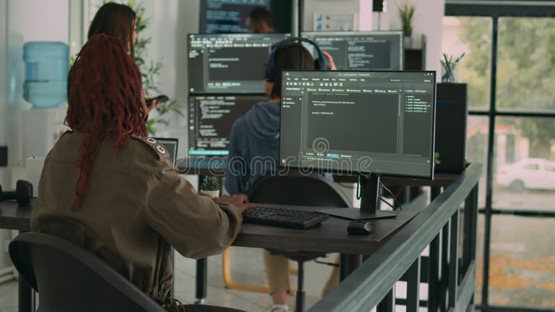 Man Working in Server Farm Using Green Screen Computer Stock Video - Video of artificial ...