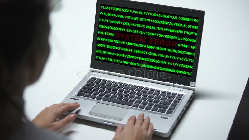 Phishing Attack on Laptop Computer, Woman Working in Office, Cybercrime ...