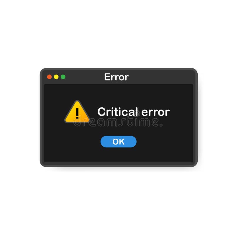 System Error Vector Icon Failure Pc Interface. Error Message Computer ...