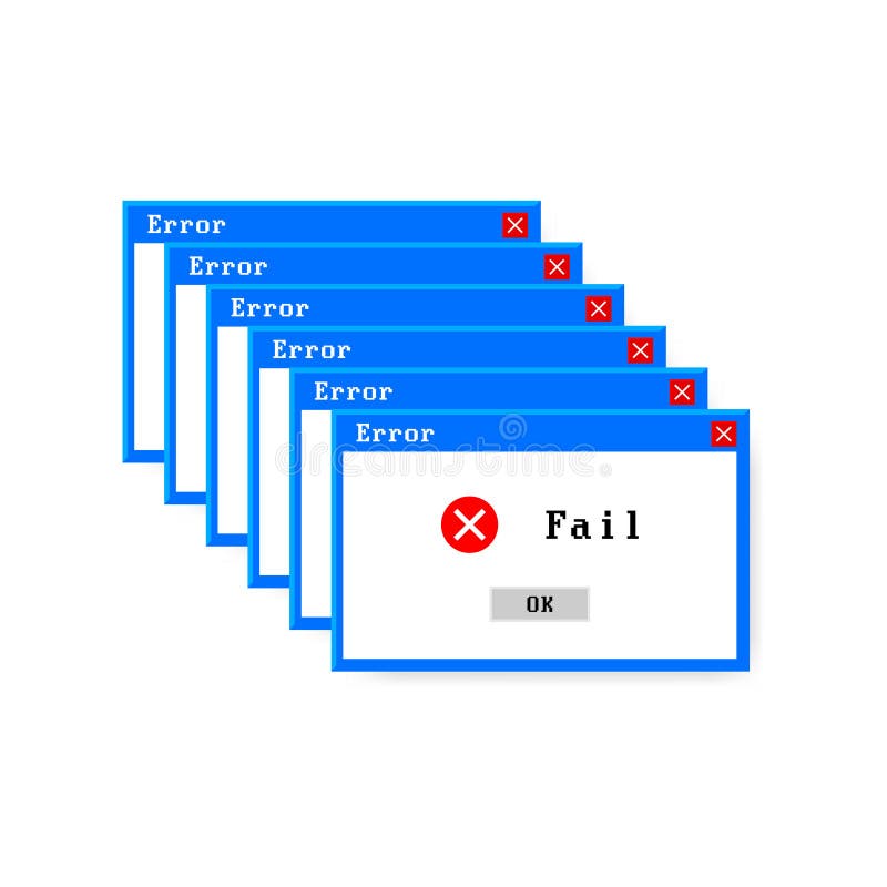 System Error Vector Icon Failure Pc Interface. Error Message Computer Window Alert Popup Stock ...
