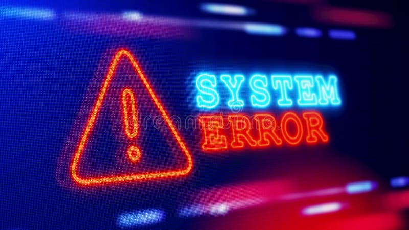System Error Warning Alert Screen Loop Blinking Glitch Animation. Stock ...
