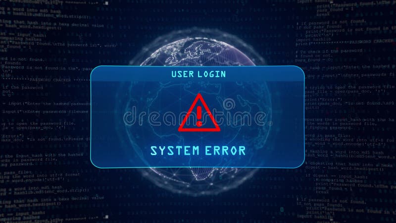 System Error Warning with User Login Interface Concept Over Digital ...
