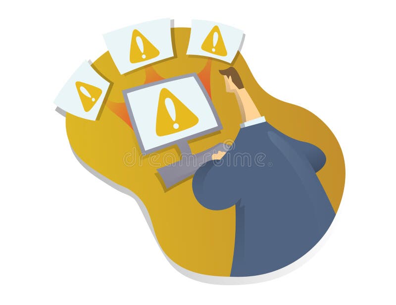 System Errors in Network, Computer Viruses Concept. Man Sitting and ...