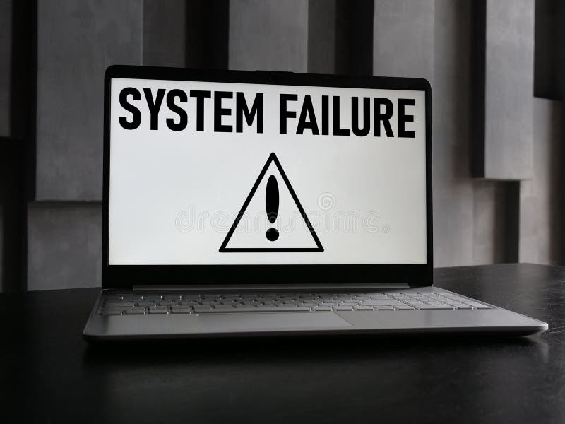 System Failure is Shown Using the Text on the Screen of Laptop Stock ...