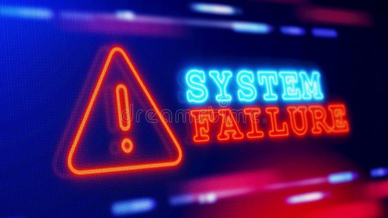 SYSTEM FAILURE Error Message Flashing on Screen Animation. Computer, Hacking Attack Stock ...