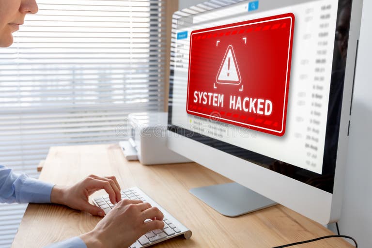 System Hacked Alert After Cyber Attack On Computer Network Cybersecurity Vulnerability Data