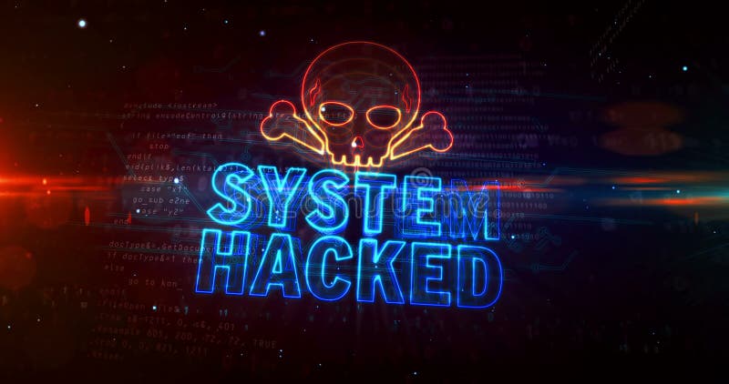 System Hacked Alert with Skull Symbol Abstract Animation Stock Video ...