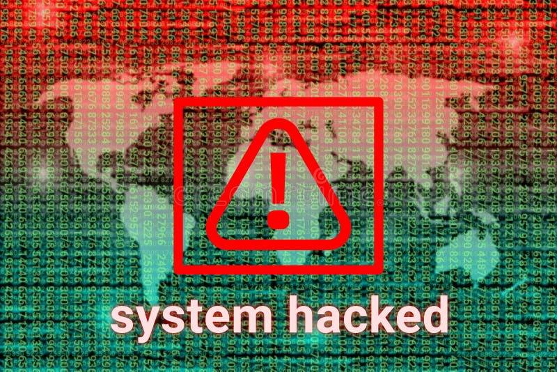 System Hacked Background with Digital Number and Hacker Icon Stock ...