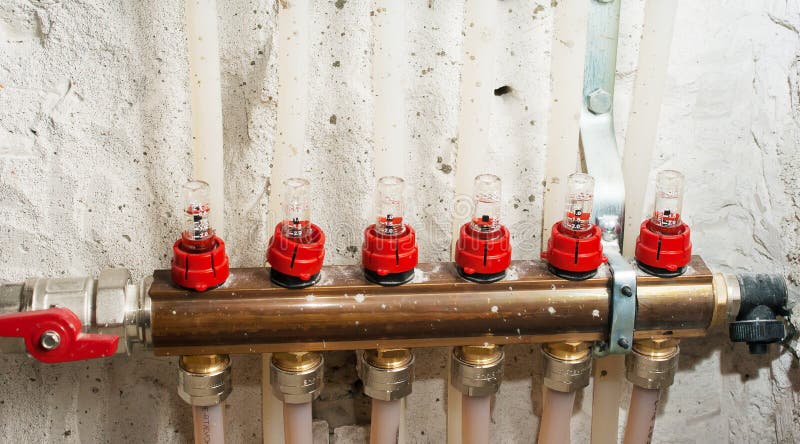 System Heating Pipes Closeup Indoor Stock Photo - Image of indicator ...