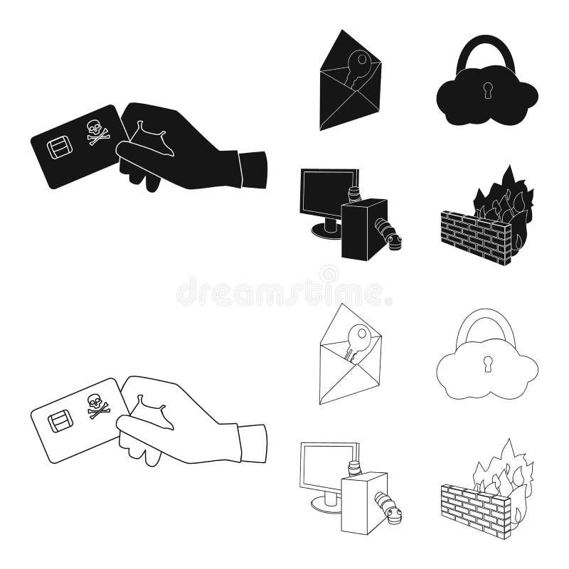 System Internet Connection Code Hackers And Hacking Set Collection Icons In Blackoutline