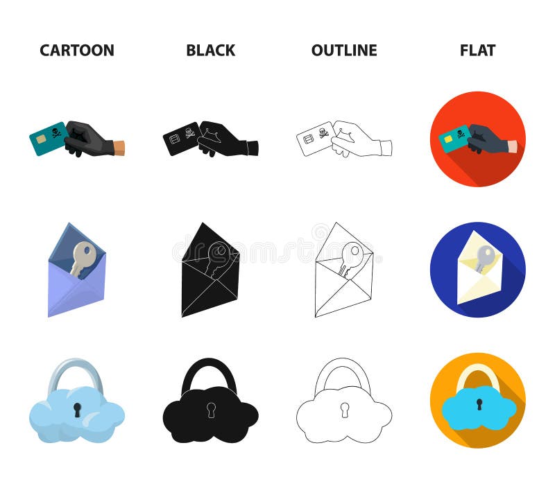 System Internet Connection Code Hackers And Hacking Set Collection Icons In Cartoon Black