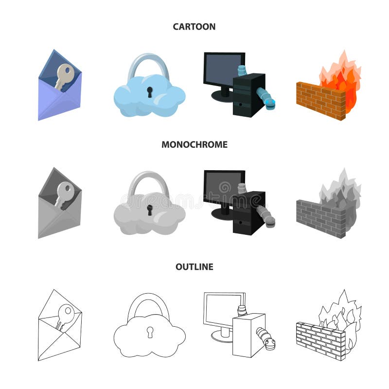 System Internet Connection Code Hackers And Hacking Set Collection Icons In Cartoonoutline 