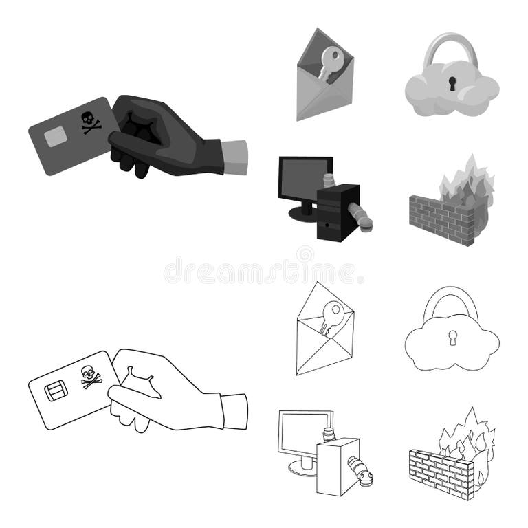 System Internet Connection Code Hackers And Hacking Set Collection Icons In Outline