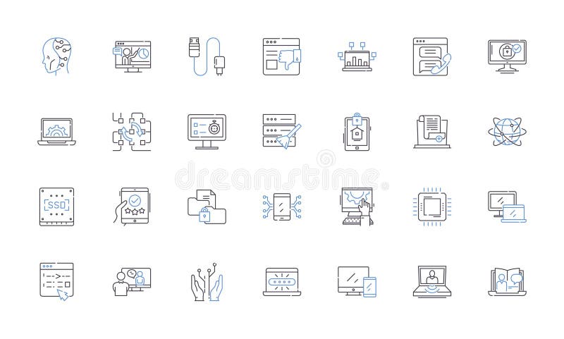 System Line Icons Collection Integration Automation Architecture