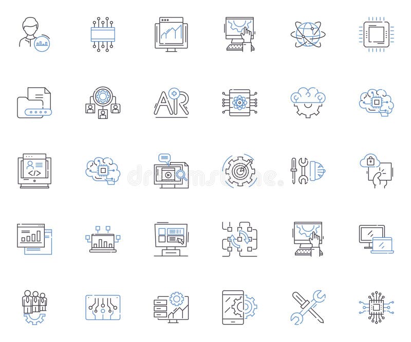 System Line Icons Collection Integration Automation Optimization Efficiency Performance