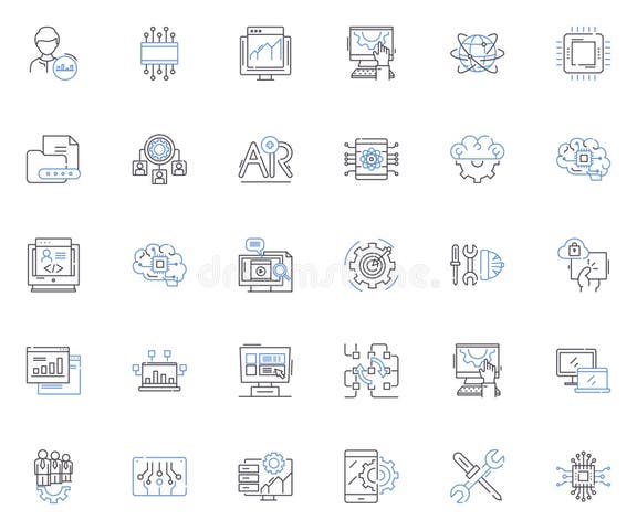 System Line Icons Collection. Integration, Automation, Optimization, Efficiency, Performance ...