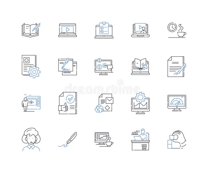 System Line Icons Collection Integration Optimization Automation