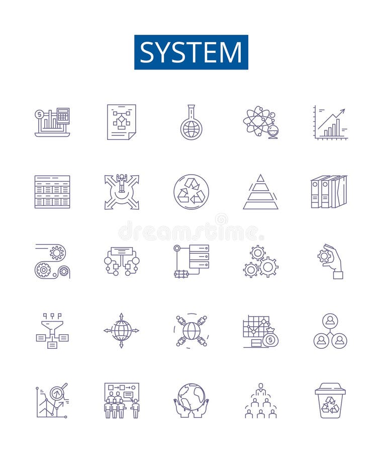 System Line Icons Signs Set. Design Collection of System, Network ...