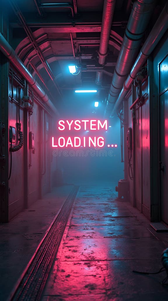 System Loading... a View of a Subterranean, Industrial Space Stock ...
