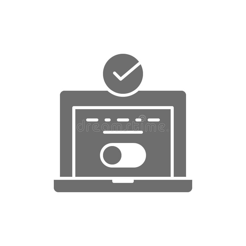 System Login, Laptop with Check Mark, User Authorization Grey Icon ...
