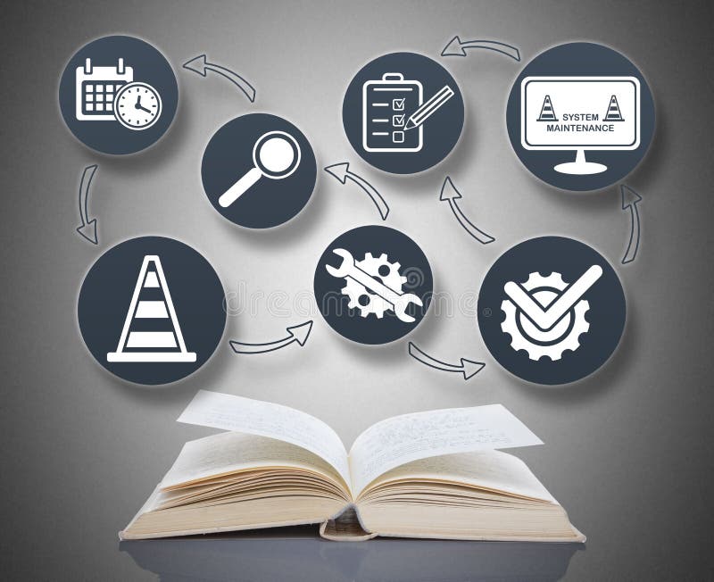 System Maintenance Concept Above a Book Stock Photo - Image of ...