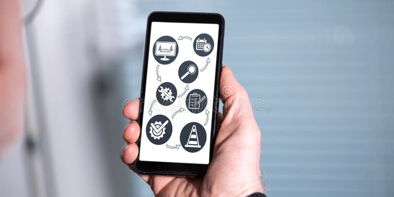 System Maintenance Concept on a Smartphone Stock Photo - Image of ...