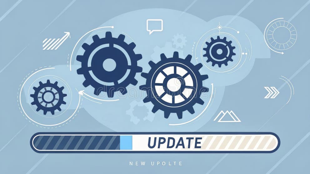 System Maintenance and Upgrade with Gears Rotating, Progress Bar ...