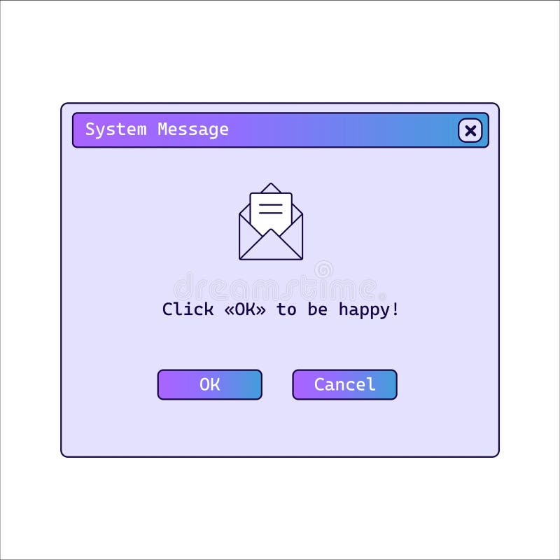 System Message in Retro Style with Purple Gradient. Stock Image - Image ...