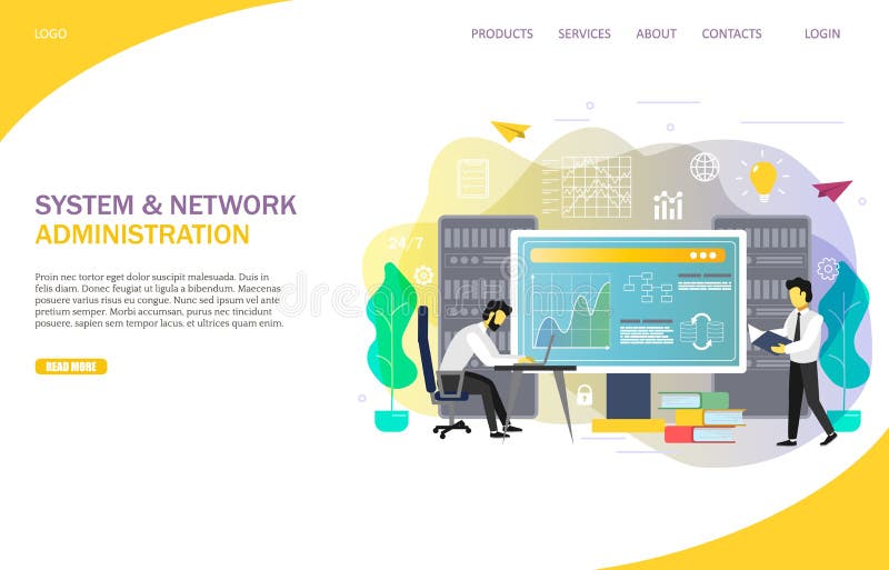 System Administrator Landing Page Website Vector Template Stock Vector ...