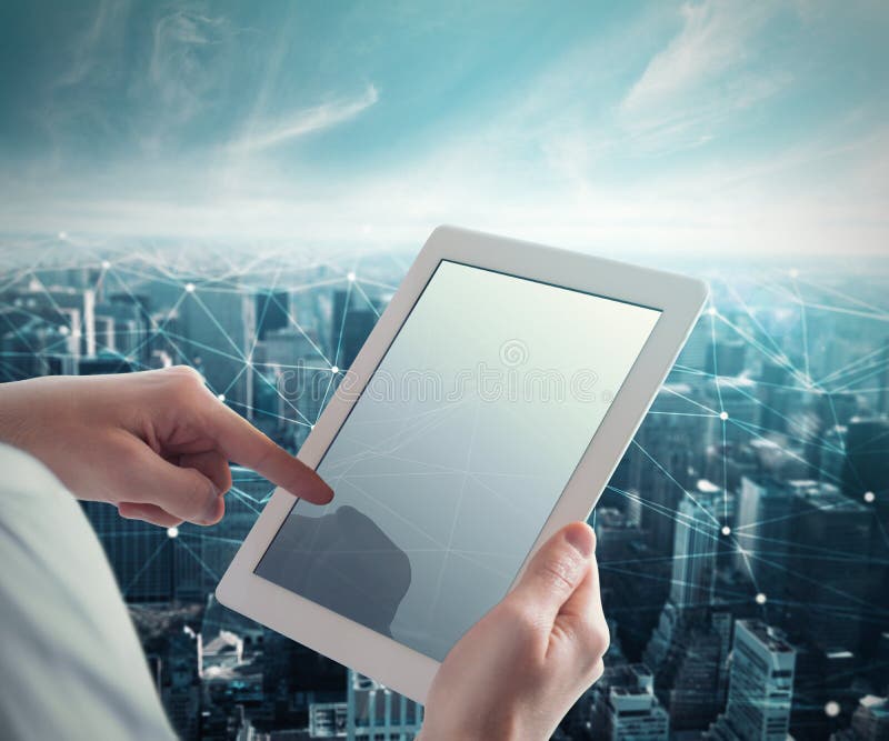 System of Network with Tablet Stock Photo - Image of networking, fast ...