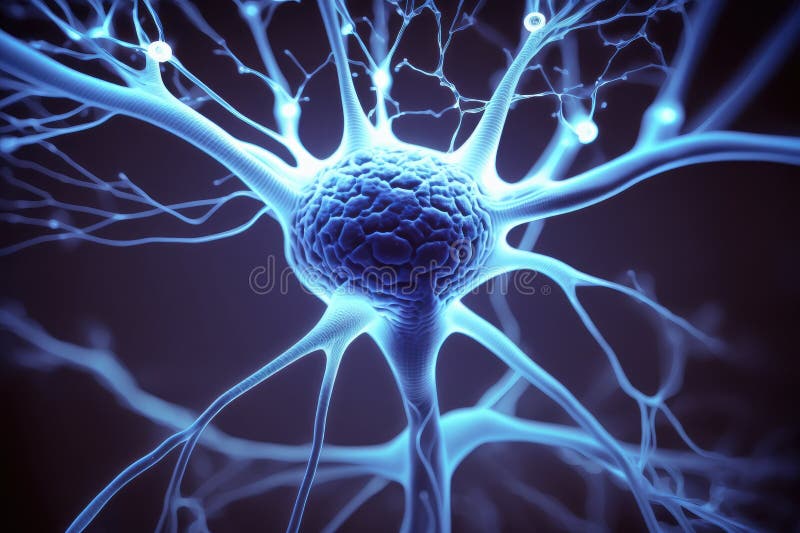 System Neuron of Brain with Synapses Nerve Cell Blue Color. Ai ...