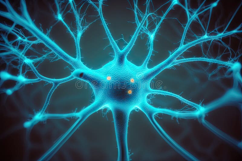 System Neuron of Brain with Synapses Nerve Cell Blue Color. Ai ...