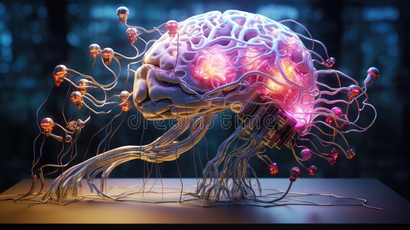 System Neuroprocessor Human Brain Stock Image - Image of network ...