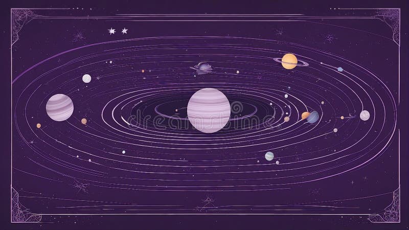 System in the Night a Solar System Illustration with the Moon and the ...
