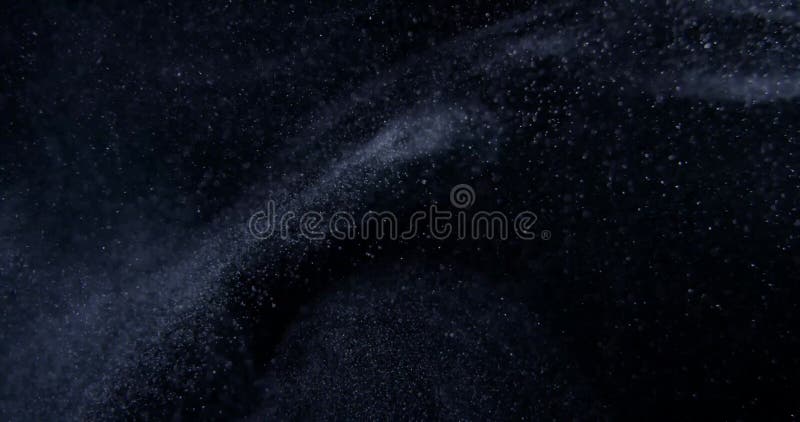 System of Particles on Black Screen in Slow Motion. Atmosphere Particle ...