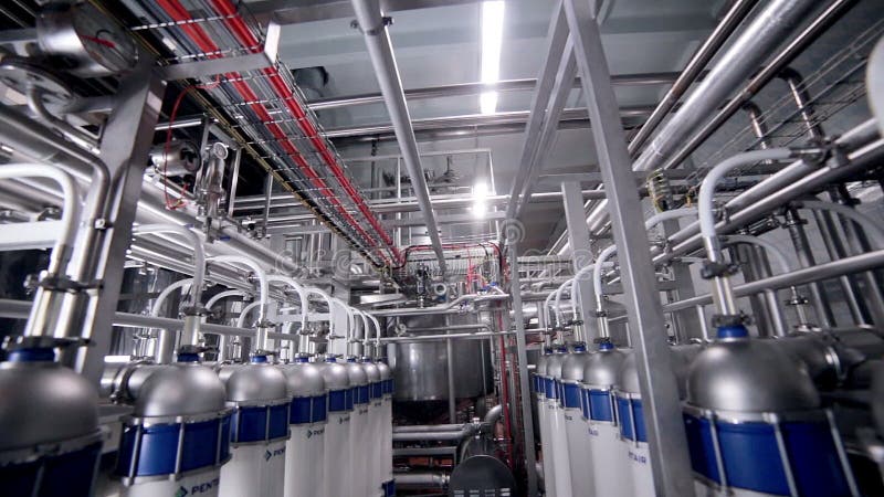 The System Pipe, Pipelines with Valves at Modern Plant, Factory Indoor ...