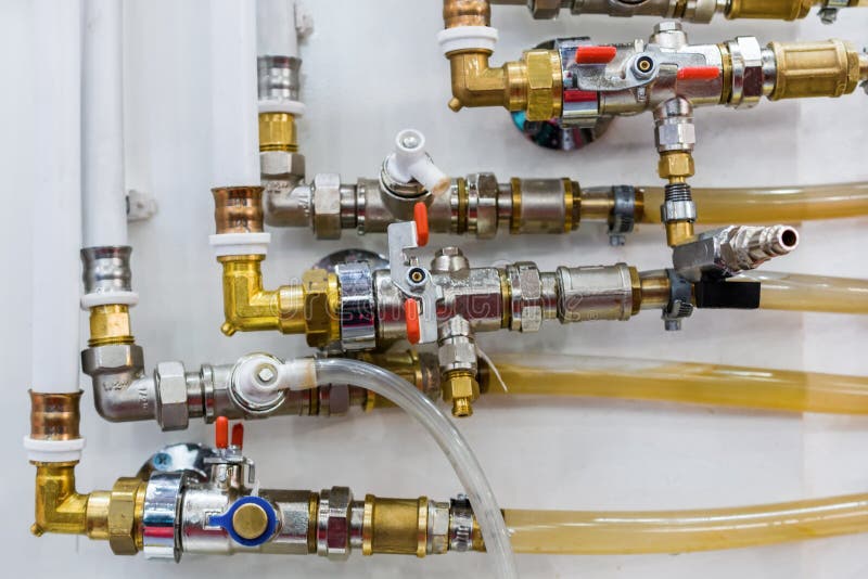 System of Plastic Pipelines and Regulators. Stock Photo - Image of ...