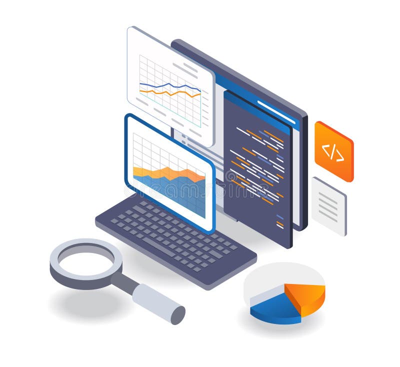 System Programmer Data Analyst Isometric Illustration Stock ...