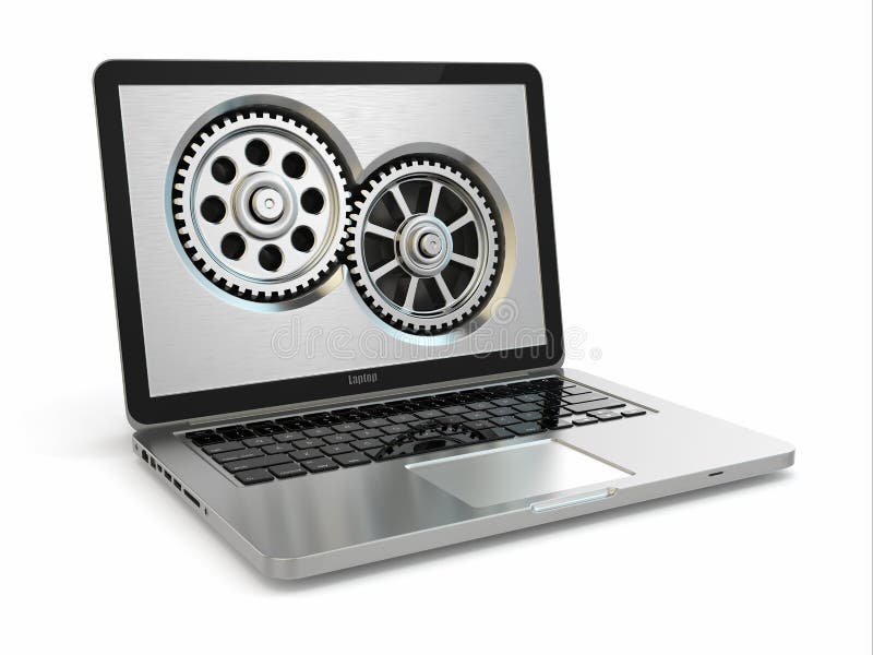 Laptop and Gears. Computer Technology, Online Support Pc Service Stock ...