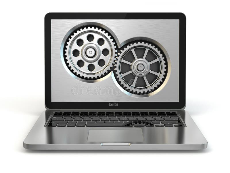 Laptop and Gears. Computer Technology, Online Support Pc Service Stock ...